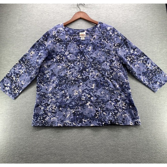 Ruby Rd. | Tops | Ruby Rd Women Vneck Faux Wrap Blue Multicolor 34 ...